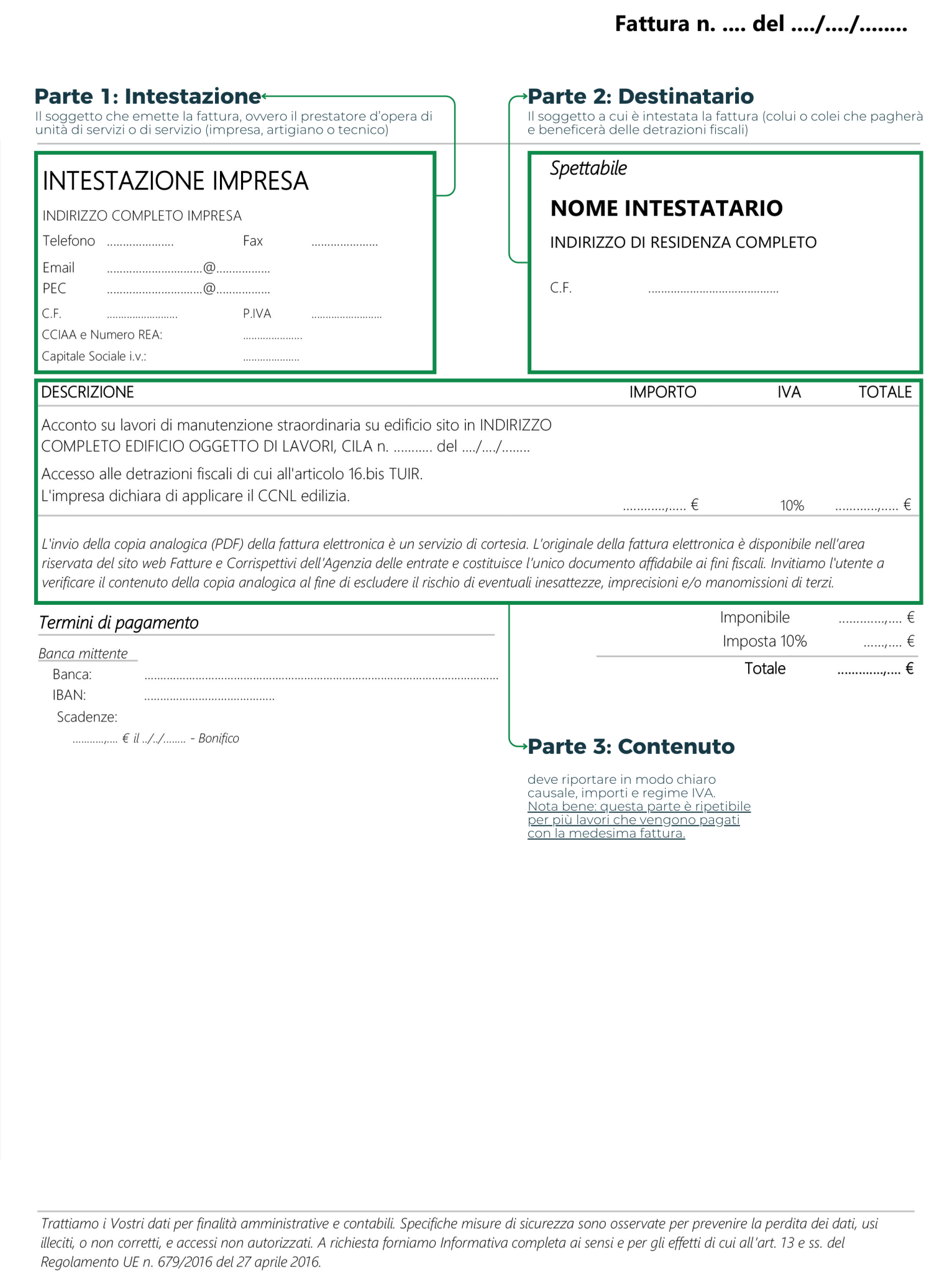 Esempio fattura per detrazione fiscale - Hausme Blog